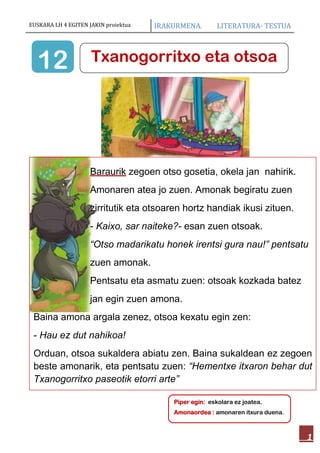 12 gaia txanogorritxo eta otsoa euskara 4 santillana | PDF