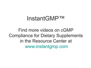 InstantGMP Compliance Series - Equipment | PPT