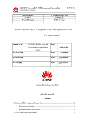 12 gsm bss network kpi (tch assignment success rate) optimization ...