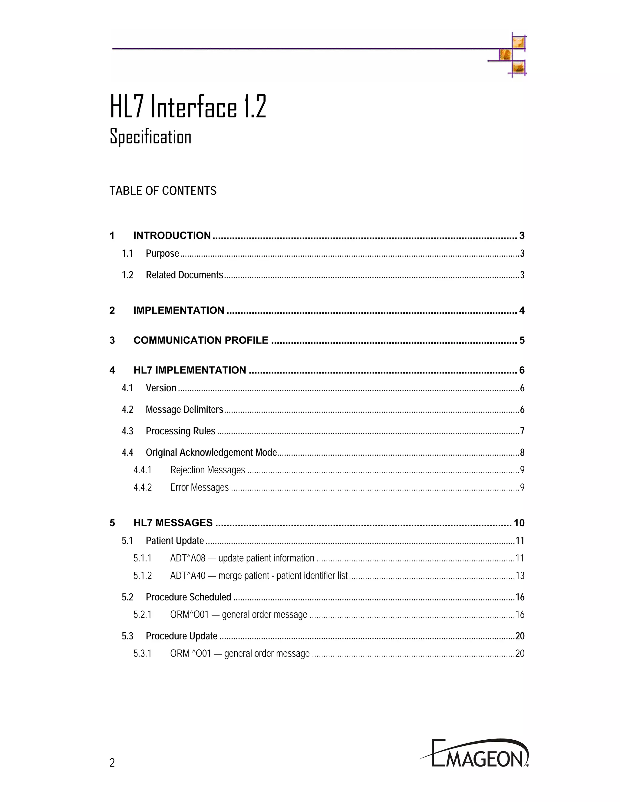 1 2 Hl7 Interface Specification Pdf