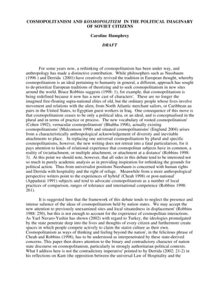 COSMOPOLITANISM AND KOSMOPOLITIZM IN THE POLITICAL IMAGINARY OF SOVIET ...