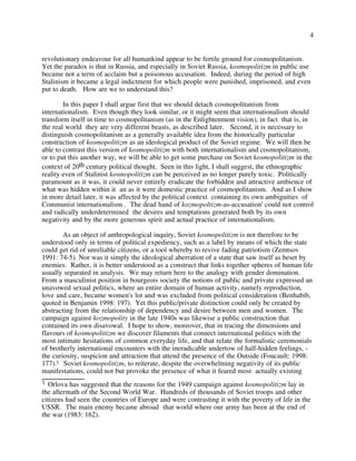 COSMOPOLITANISM AND KOSMOPOLITIZM IN THE POLITICAL IMAGINARY OF SOVIET CITIZENS Caroline ...