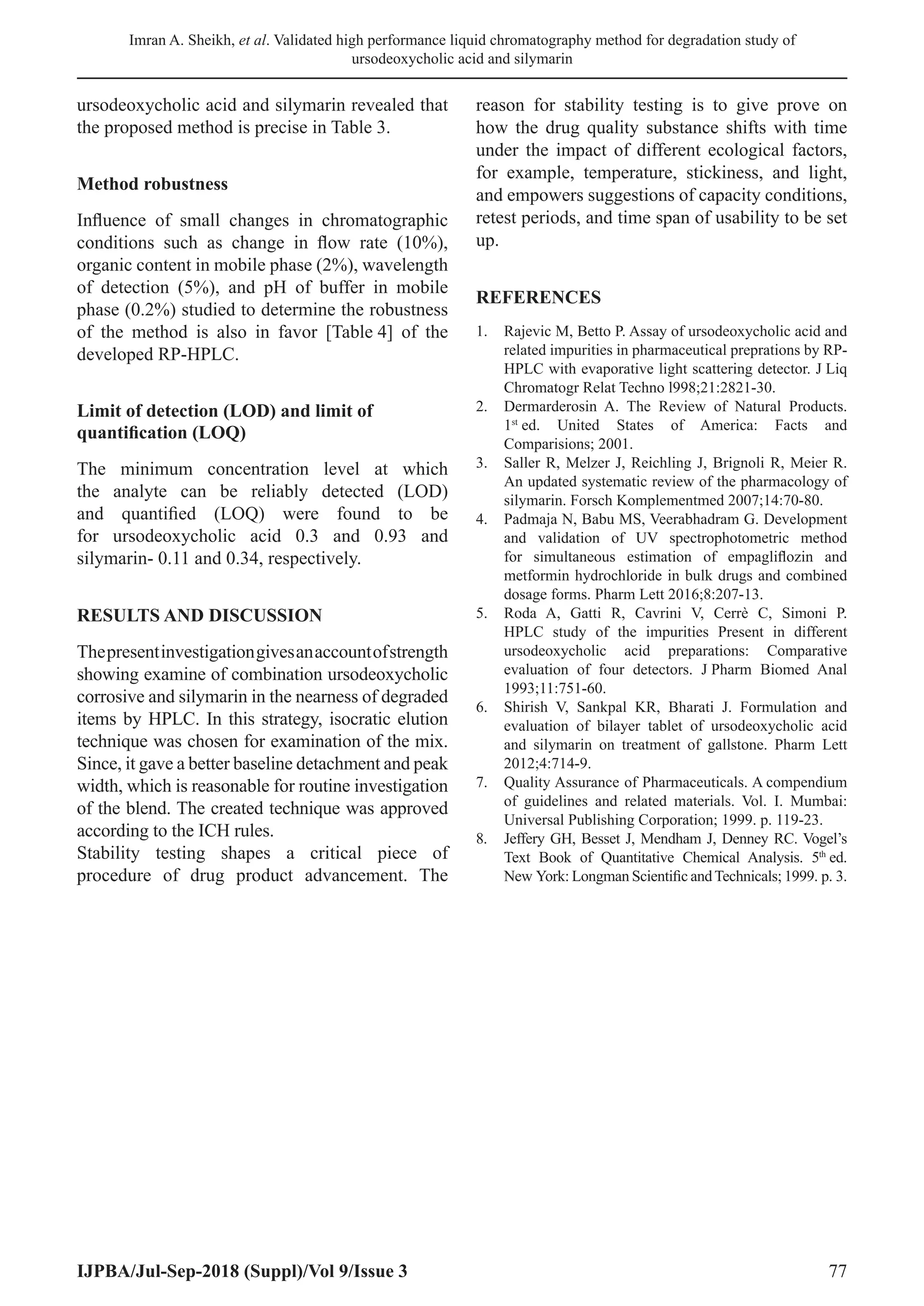 Validated High-performance Liquid Chromatography Method for Degradation Study of Ursodeoxycholic ...