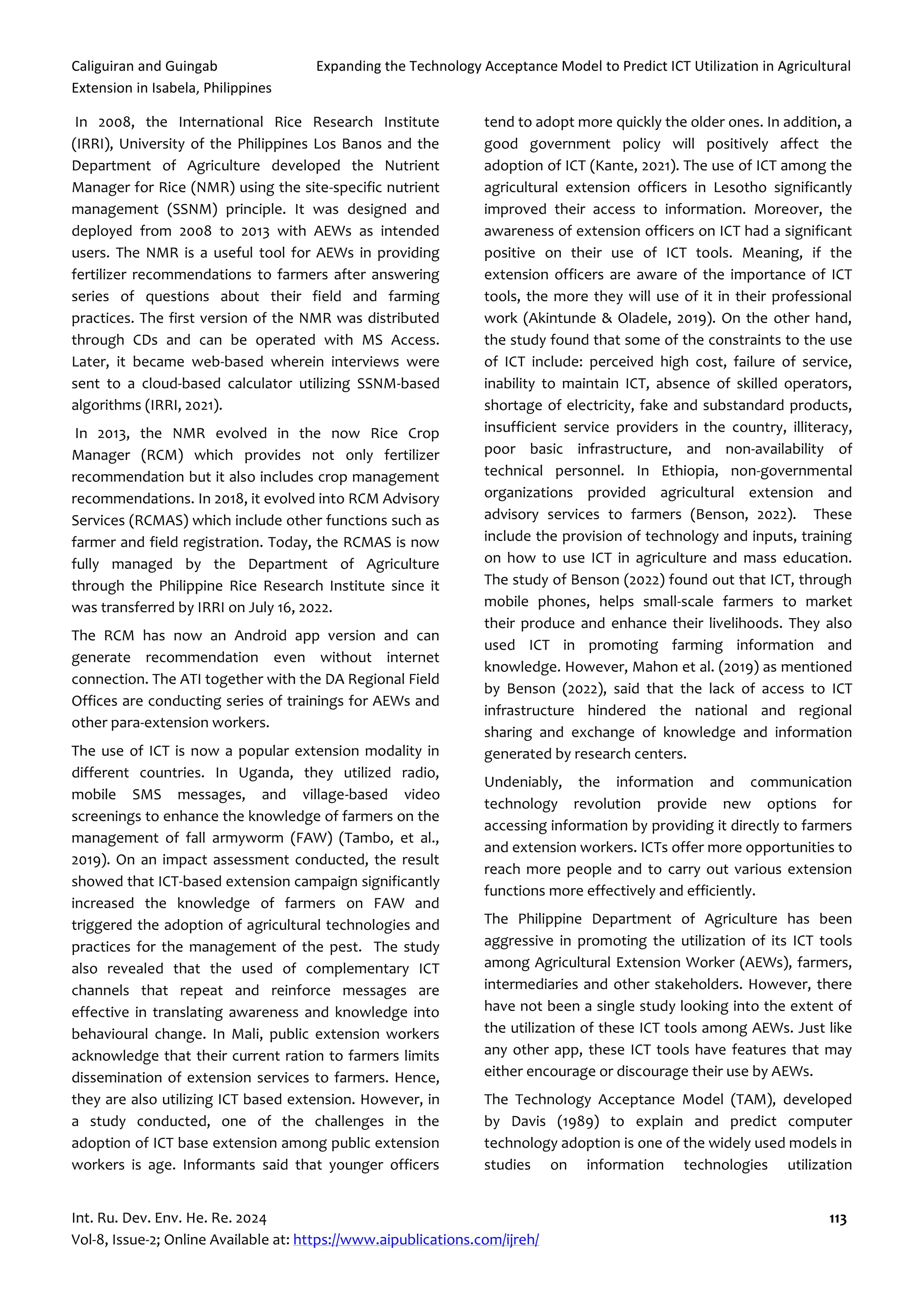Expanding the Technology Acceptance Model to Predict ICT Utilization in ...