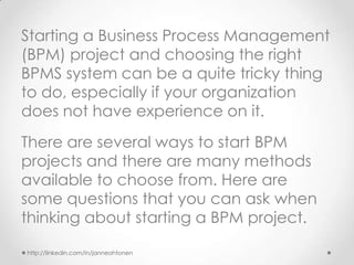 12 important questions when starting bpm projects | PPTX