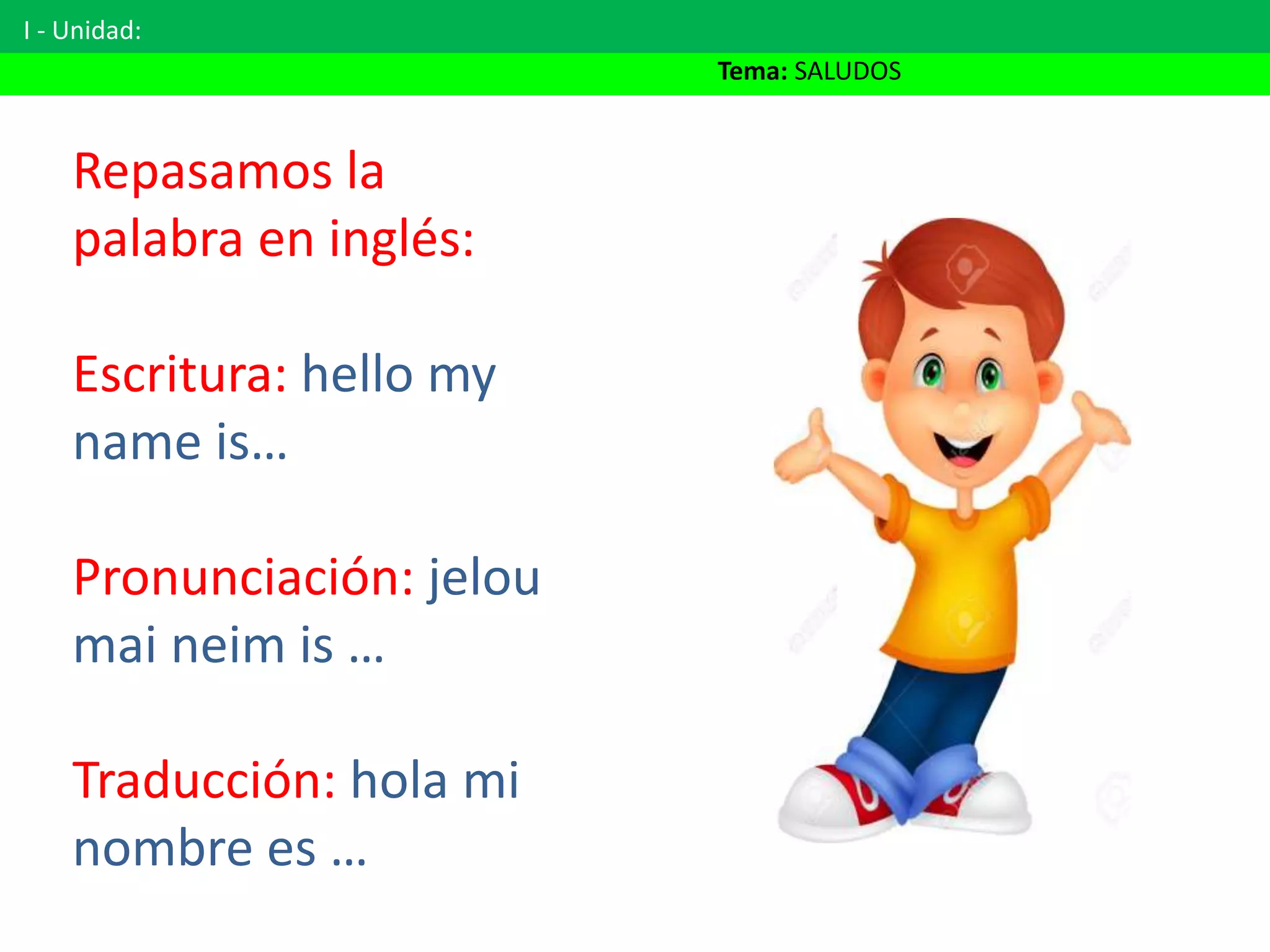12 ingles hasta mañana mi nombre es ... | PPT