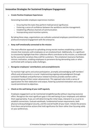 12 Innovative Strategies for Sustained Employee Engagement | PDF