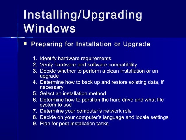12 Installing And Upgrading Windows Ppt Computing Technology And Computing