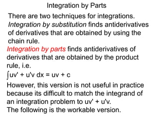 13 integration by parts x | PPTX