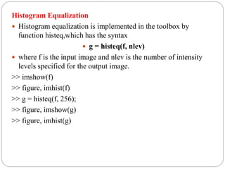 Intensity Transformation and Spatial filtering | PPTX