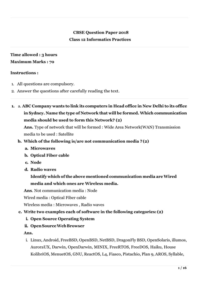 CBSE 12 ip 2018 sample paper | PDF