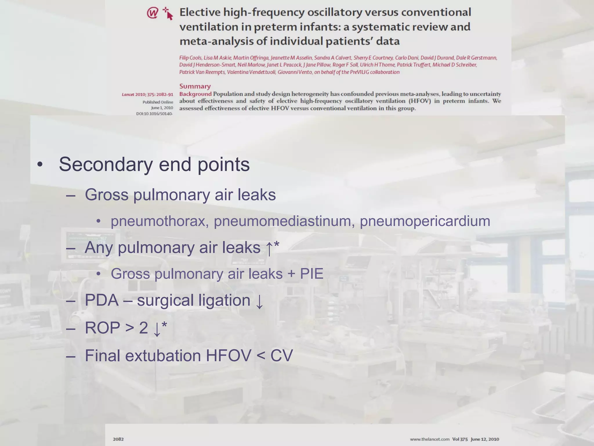 Nonivasive Respiratory Support - NIV, High Frequency Ventilation - HFV ...