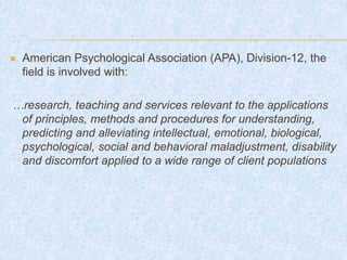 Overview of clinical psychology profession | PPT