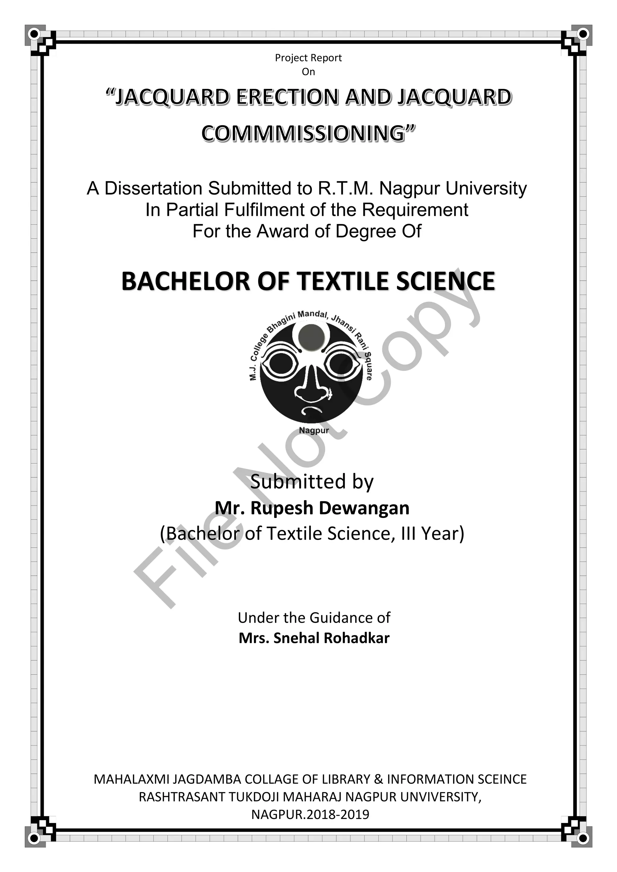 jaquard erection and jacquard commissioning rupesh | PDF