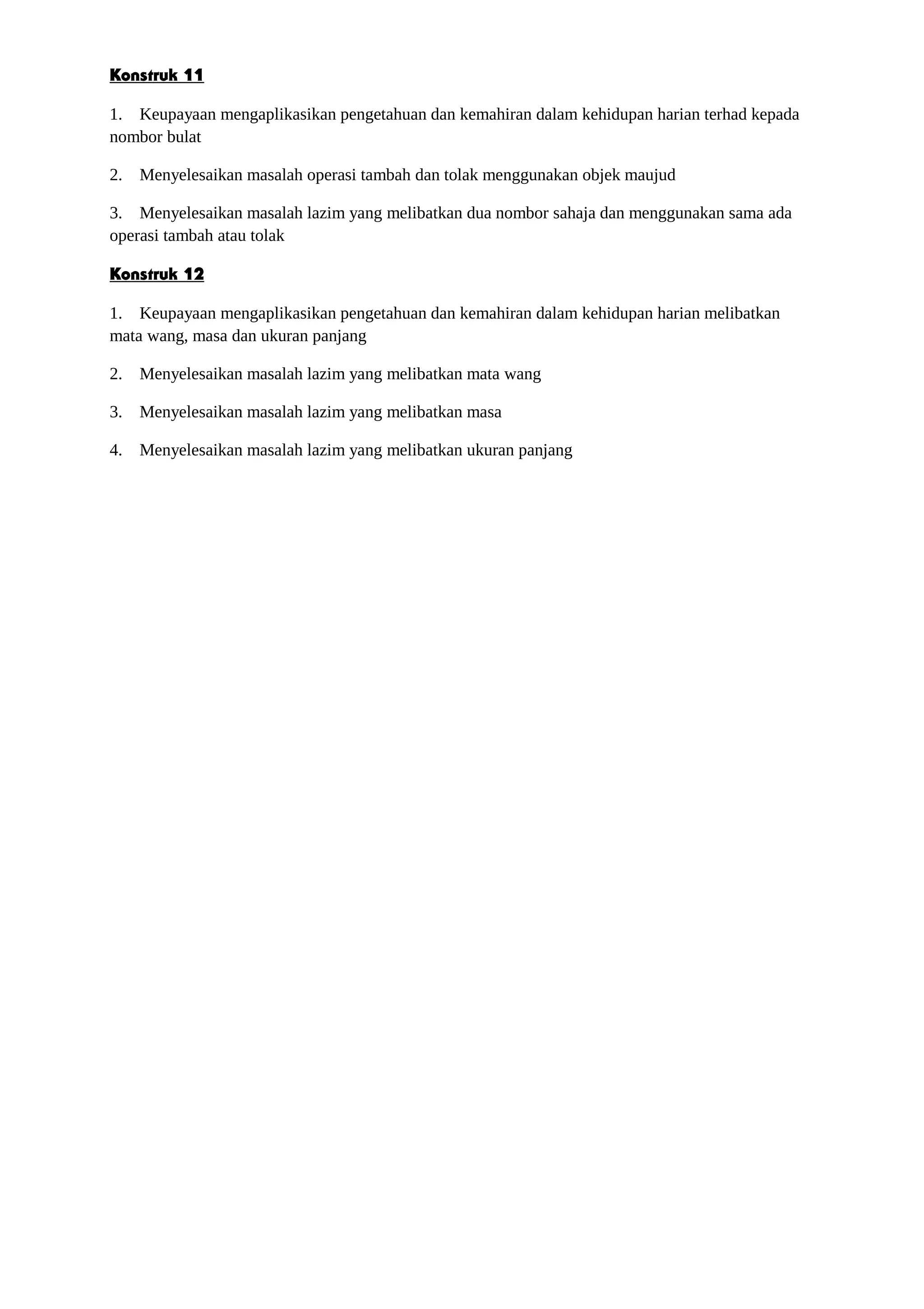 12 konstruk numerasi | DOC