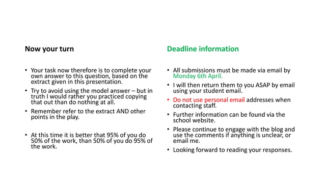 GCSE Drama 12 mark Director question Act III | PPTX