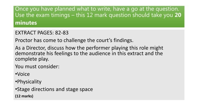 GCSE Drama 12 mark Director question Act III | PPTX