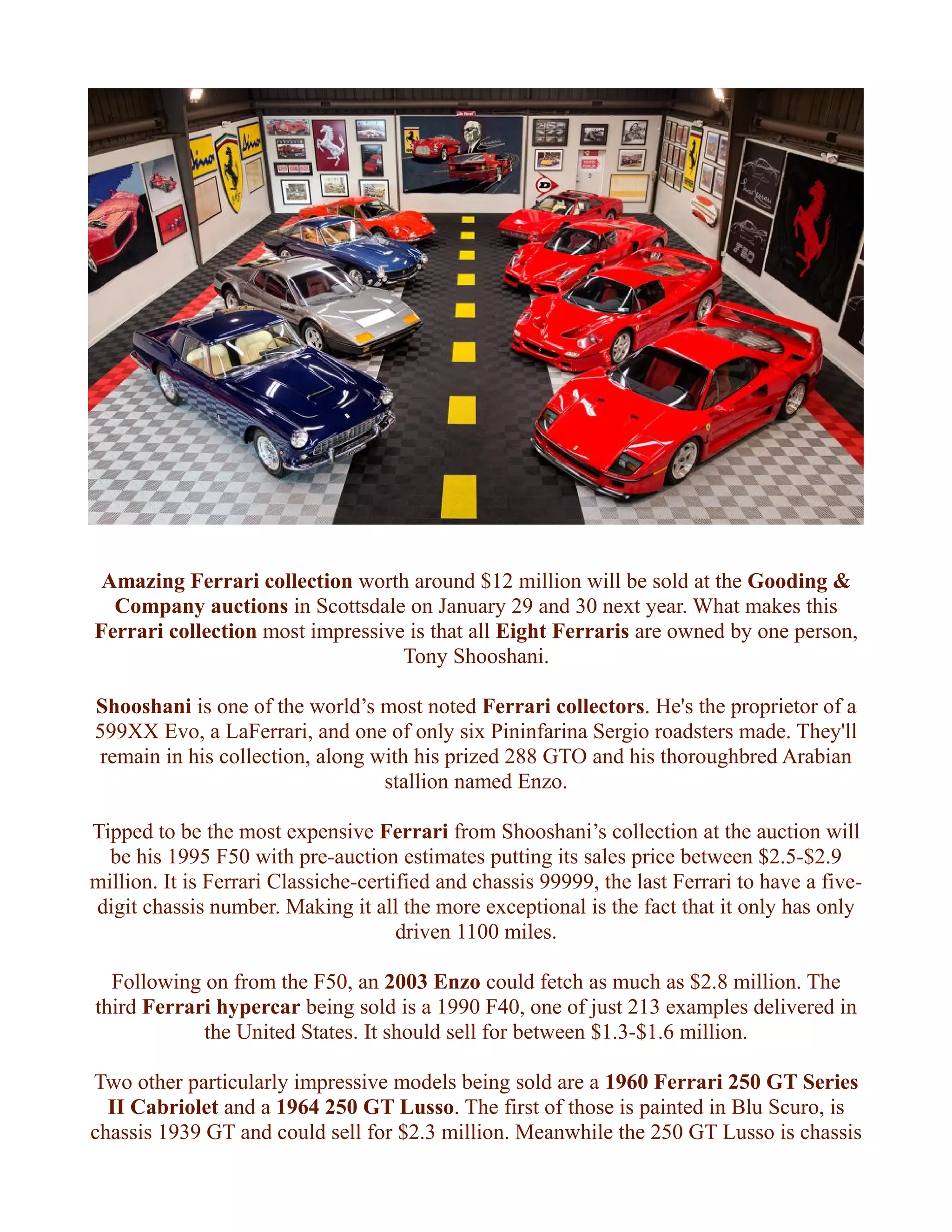 $12 million ferrari car collection will be sold at auction | ODT