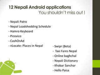 12 most popular nepali android apps | PPTX