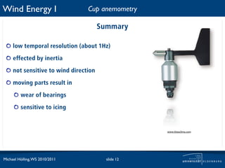 Wind energy II. Lesson 2. Wind speed measurement | PDF