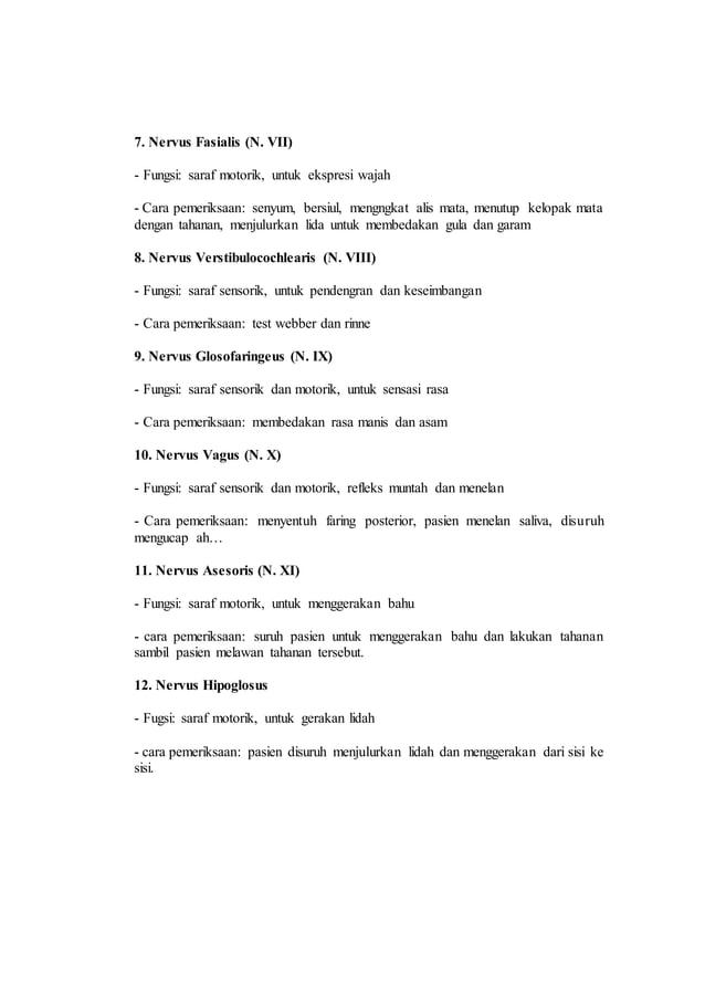 12 nervus cranial | DOCX