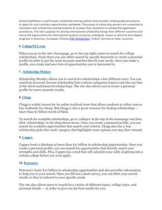 12 of the best websites to find a college scholarship | PDF