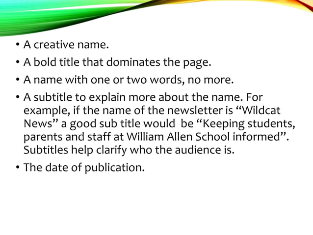 12 parts of a newsletter | PPTX