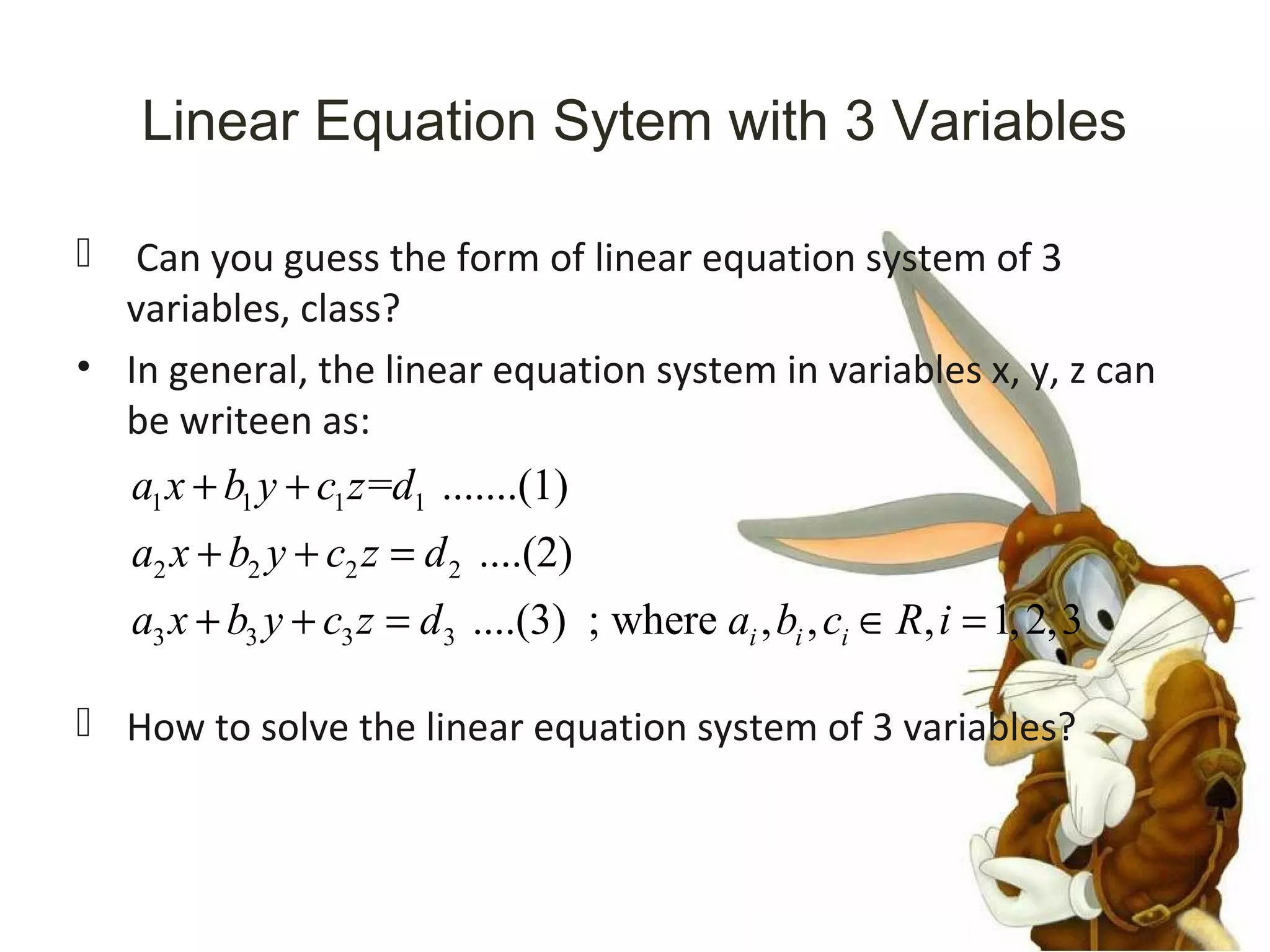 Linear Equation System With 2 And 3 Variables Ppt Programming Languages Computing