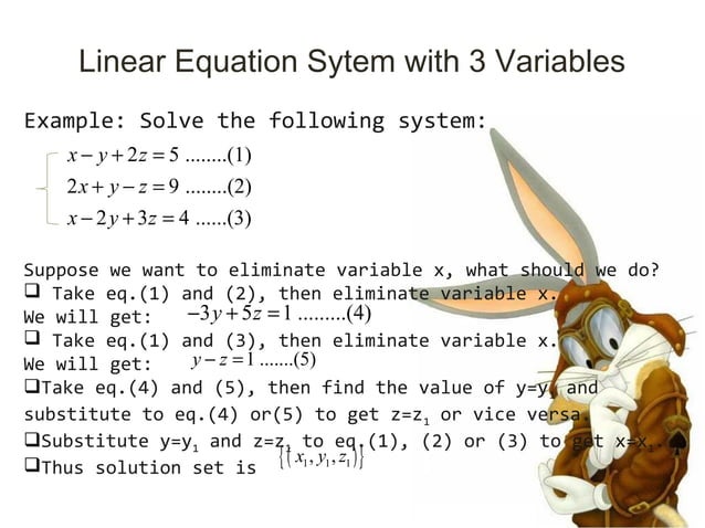 linear equation system with 2 and 3 variables | PPT | Programming Languages | Computing