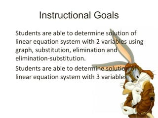 linear equation system with 2 and 3 variables | PPT