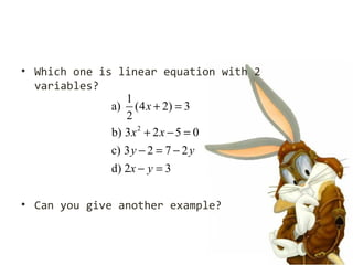 linear equation system with 2 and 3 variables | PPT