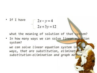 linear equation system with 2 and 3 variables | PPT