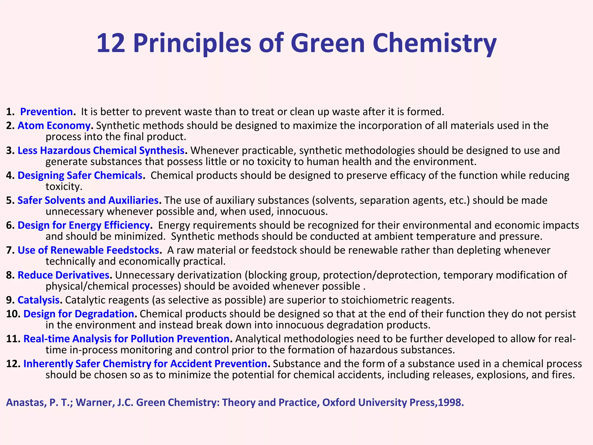 12 Principles of Green Chemistry | PPTX
