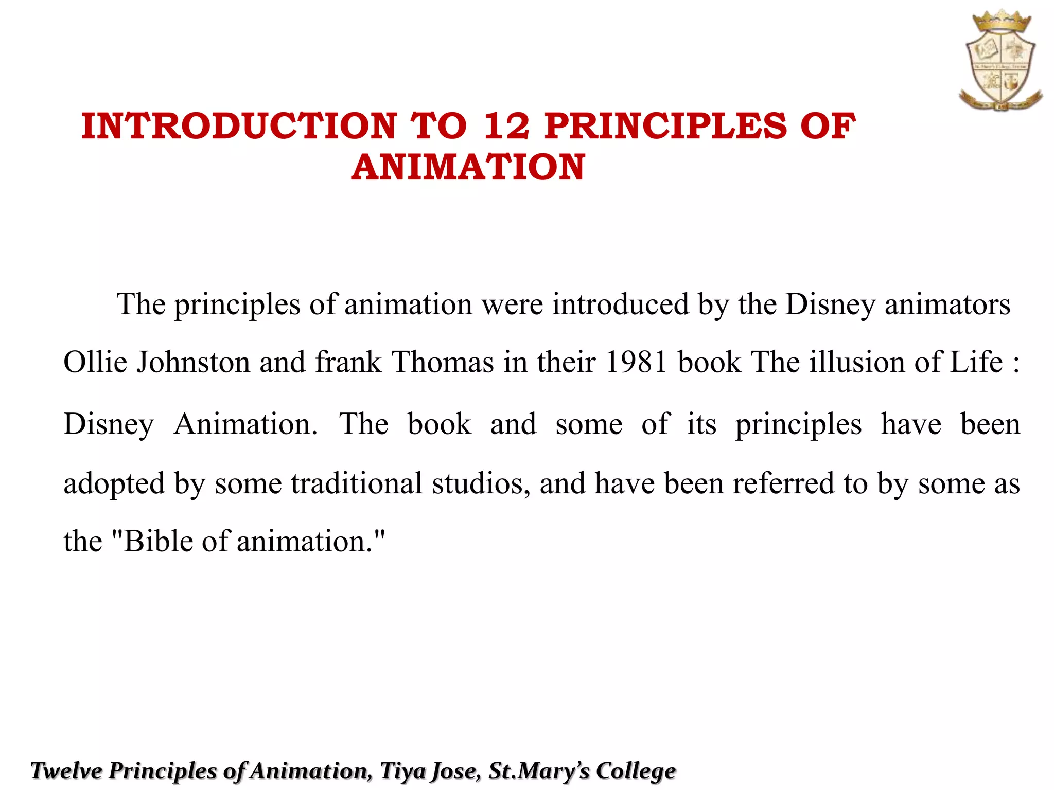 Multimedia:Twelve Principles Of Animation | PPTX