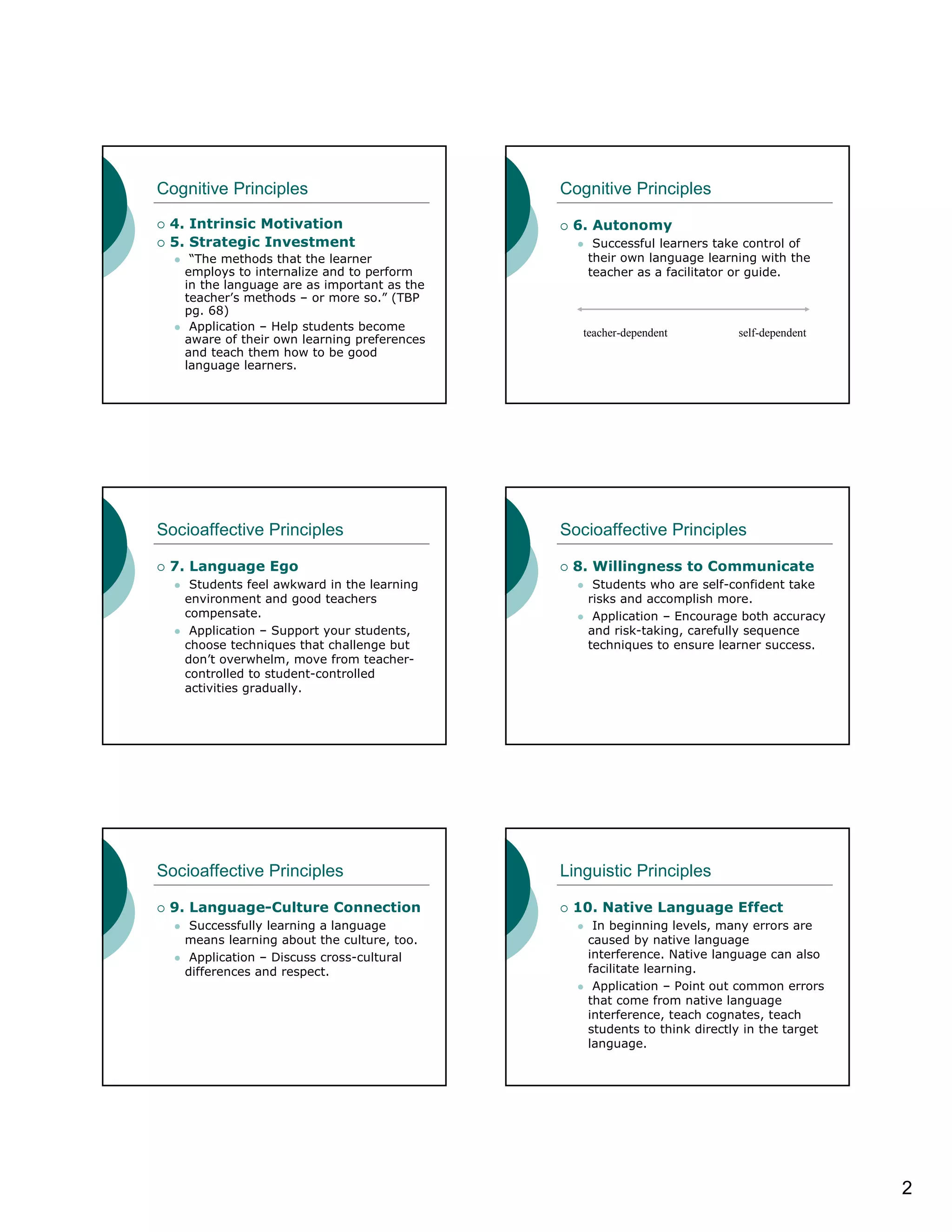 12 principles of language teaching power point notes page | PDF