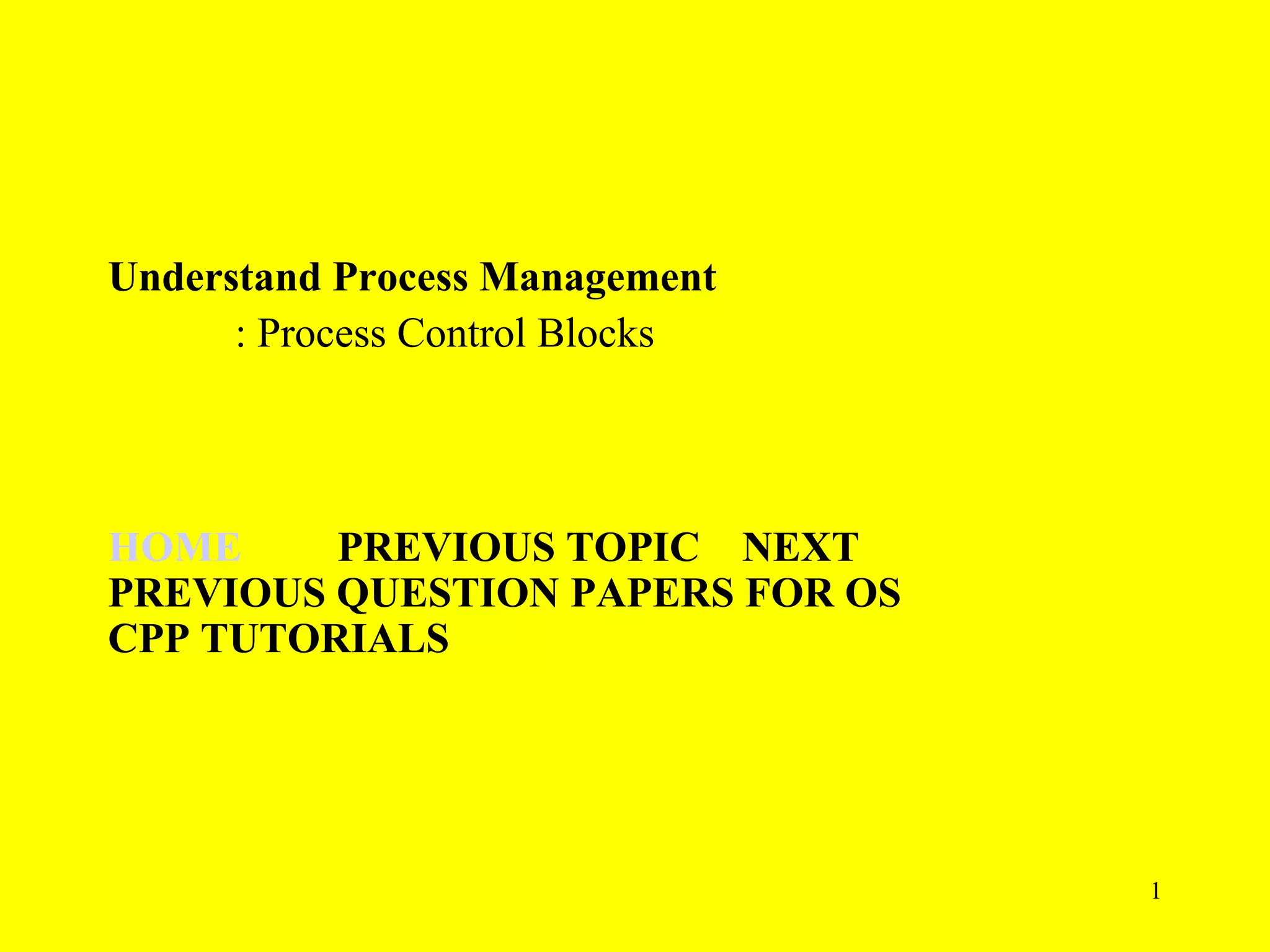 12 process control blocks | PPT