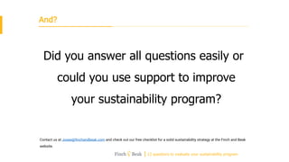 12 Questions to Scrutinize any Sustainability Strategy | PDF