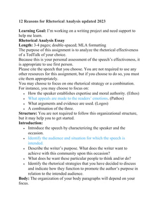 12 Reasons for Rhetorical Analysis updated 2023 intel tuesday docu 5.docx