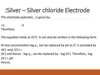 Reference Electrodes in electrochemical cell | PPT