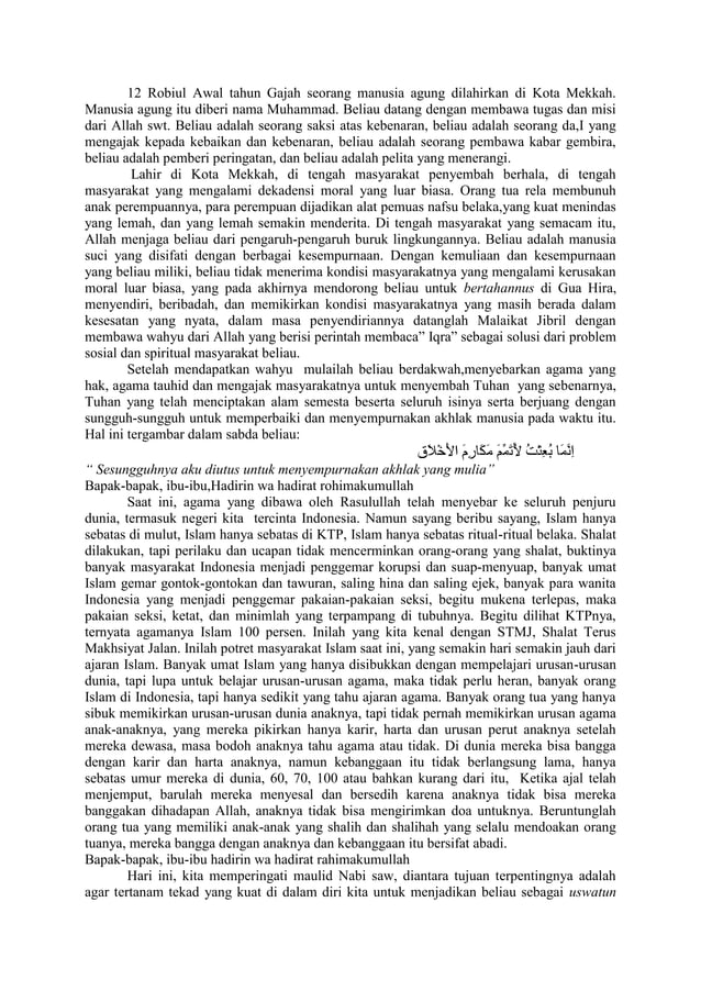 12 robiul awal tahun gajah seorang manusia agung dilahirkan di kota mekkah | PDF