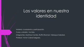 Los valores en nuestra identidad | PPTX