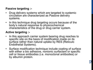 Targeted Drug Delivery Systems First Year M. Pharmacy. | PDF