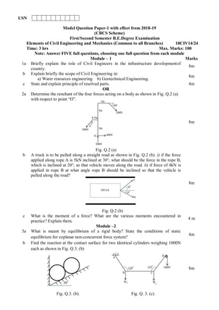 1 & 2 semester VTU 2018 cbcs scheme model question papers | PDF