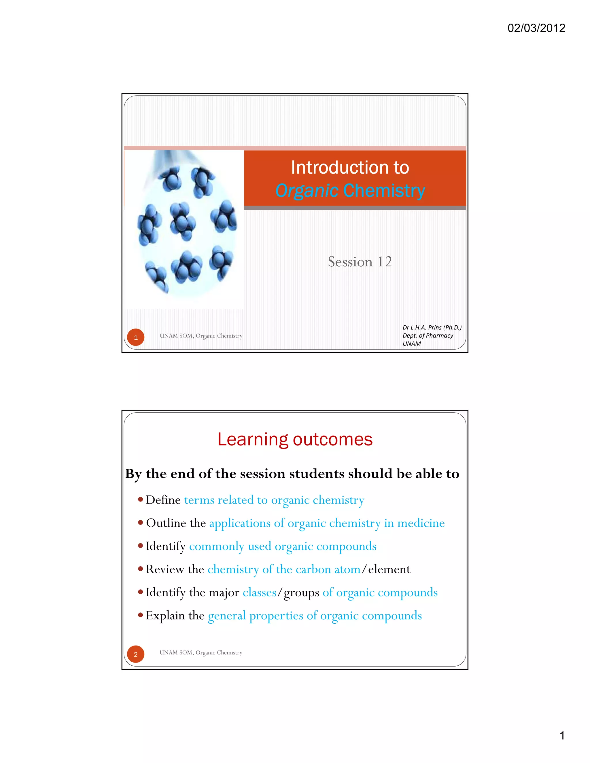 (12) session 12 introduction to organic chemistry | PDF | Chemistry ...