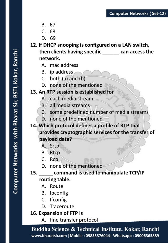 BSTI-BharatSir : Computer Network , Set-12 | PDF