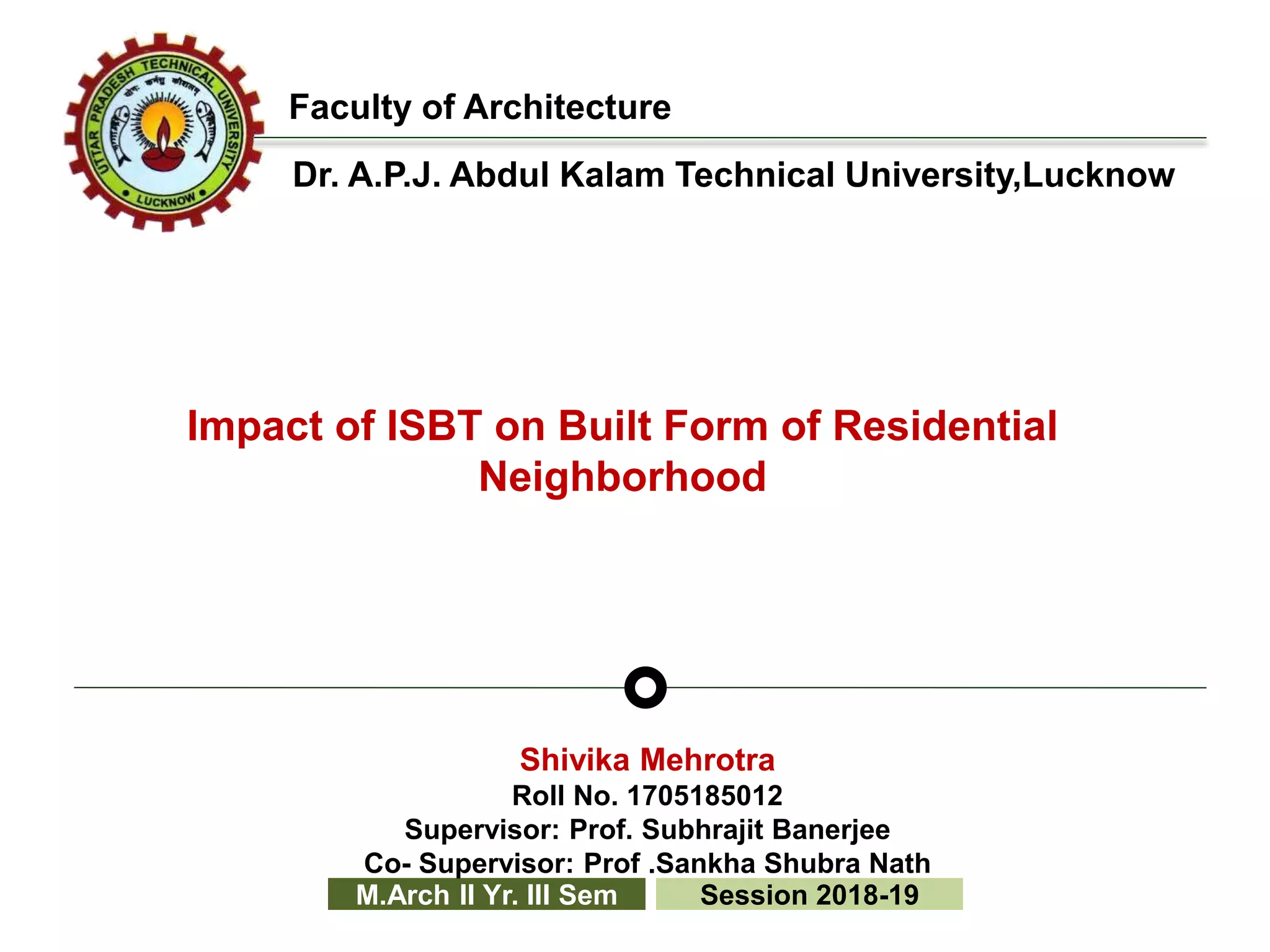 Impact of Interstate Bus terminal on the Builtform of Residential ...