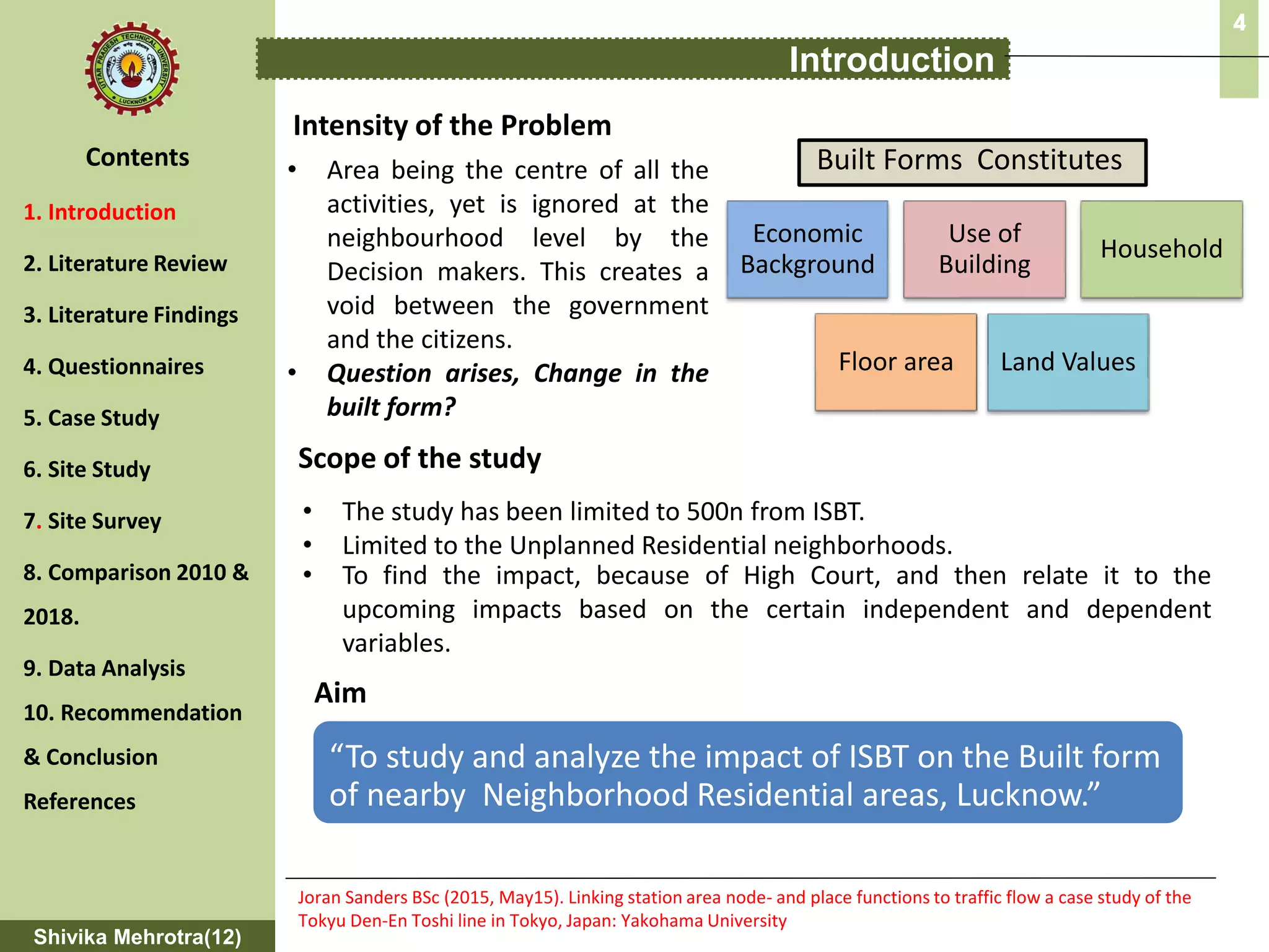 Impact of Interstate Bus terminal on the Builtform of Residential ...
