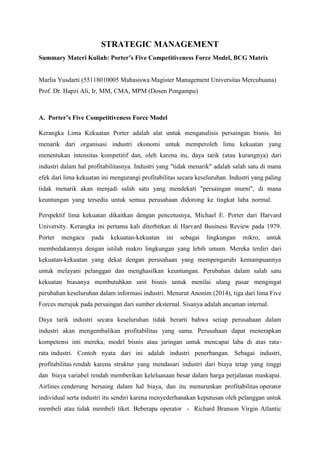 12, sm, marlia yusdarti, hapzi ali, porter five competitiveness force model, bcg matrix ...