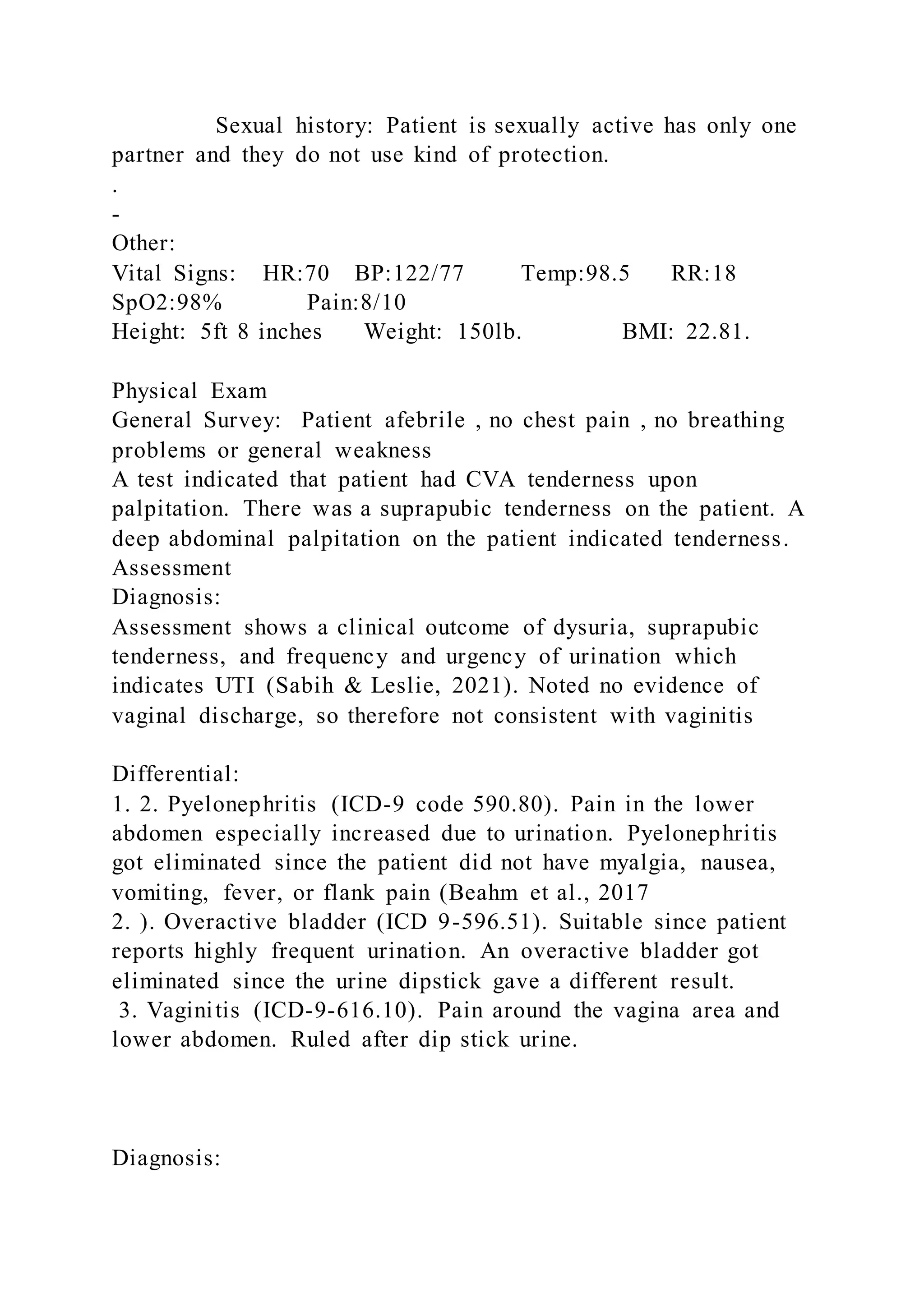 12SOAP Note Patient with UTIUnited State | DOCX