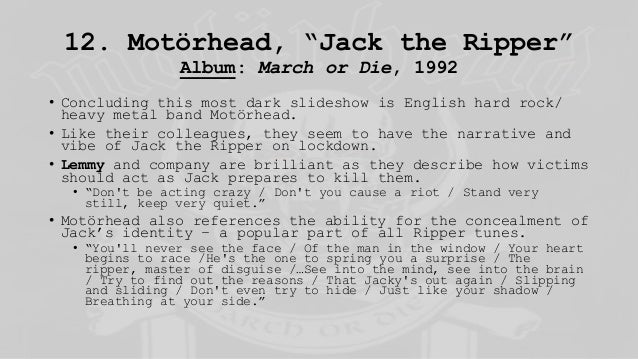 12 songs about jack the ripper